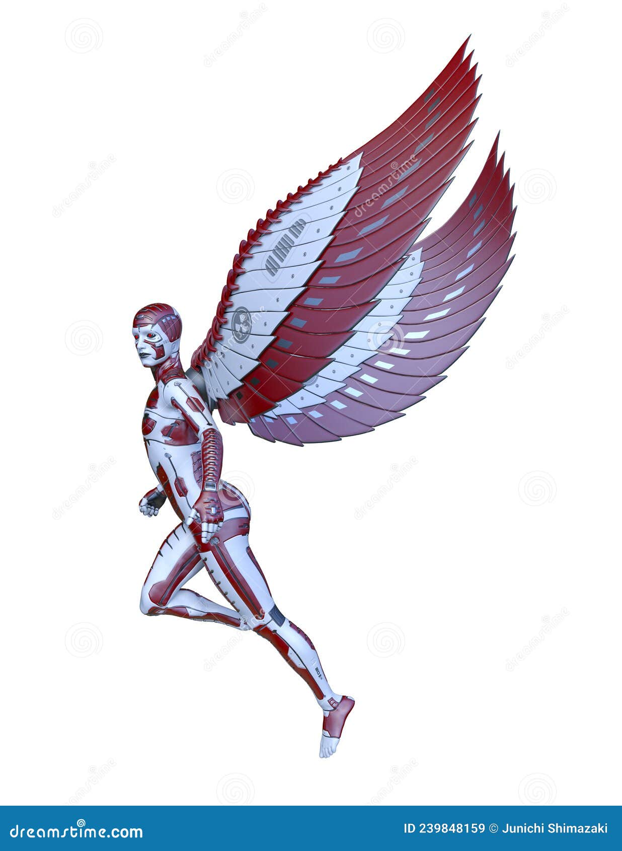 3D Rendering of a Flying Male Cyborg Stock Illustration - Illustration ...
