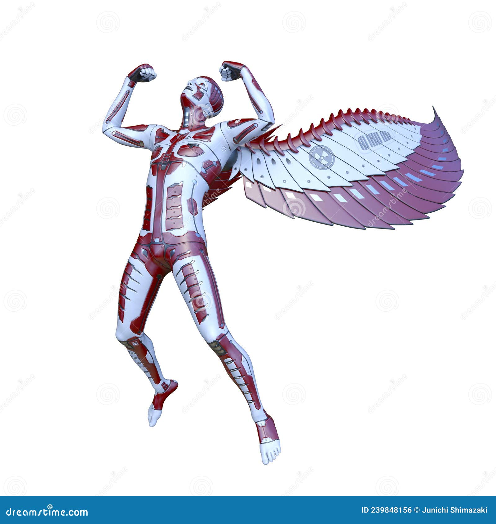 3D Rendering of a Flying Male Cyborg Stock Illustration - Illustration ...