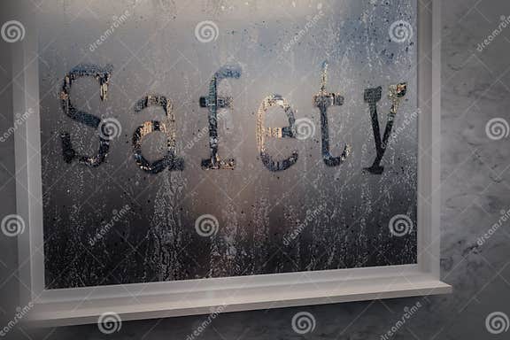 3D Rendering of a Fogging Window Screen with the Word Safety Stock ...