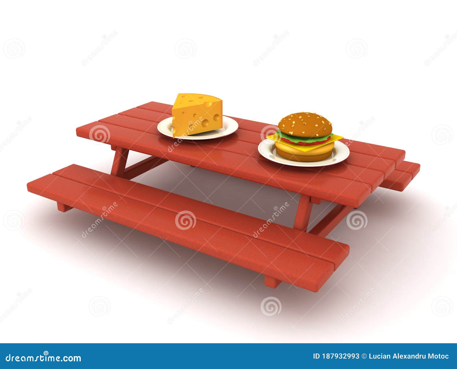 3D Rendering of Food on Picnic Table Stock Illustration - Illustration ...