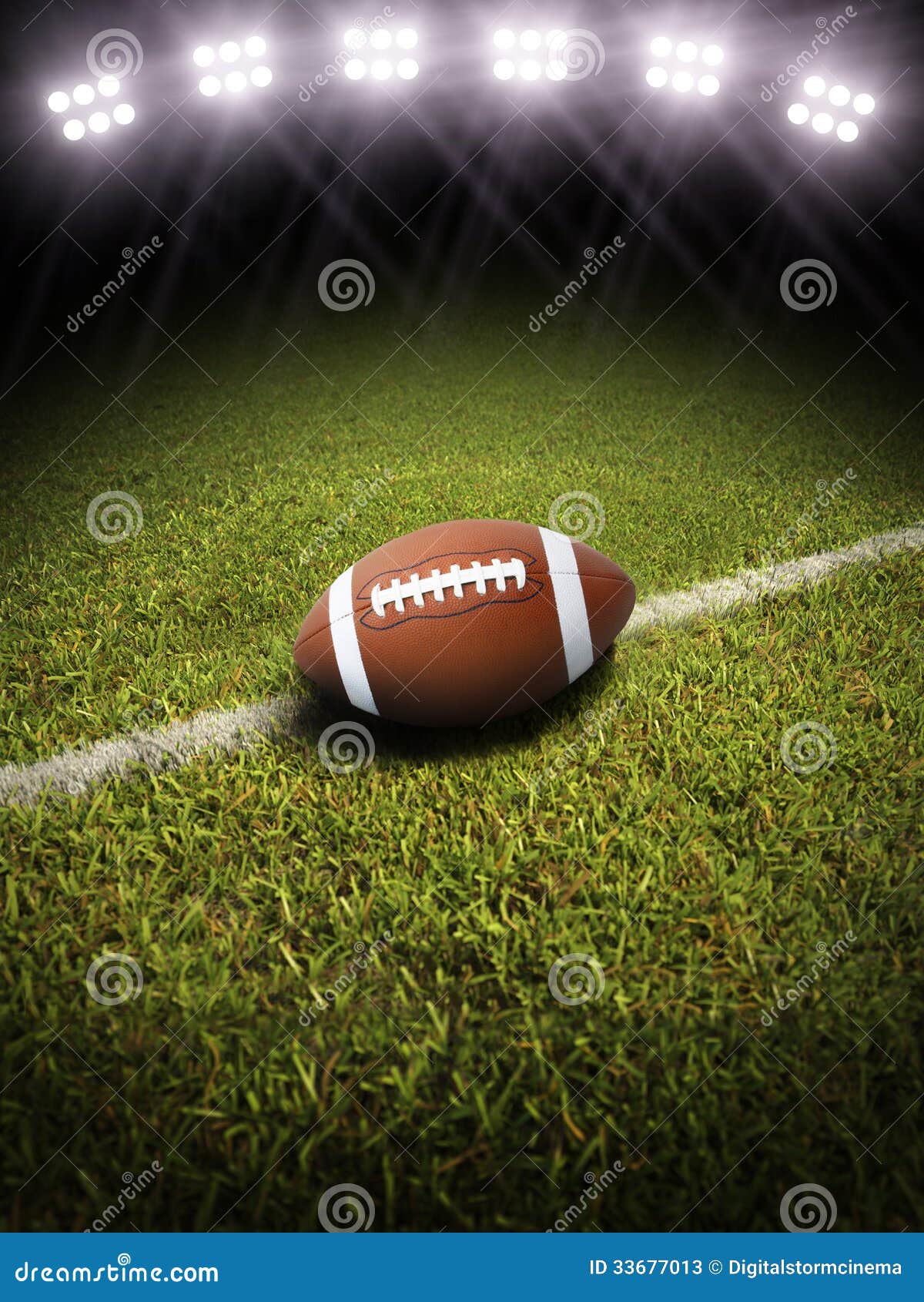 3d Rendering of a Football on a Field with Stadium Lighting Stock Image ...