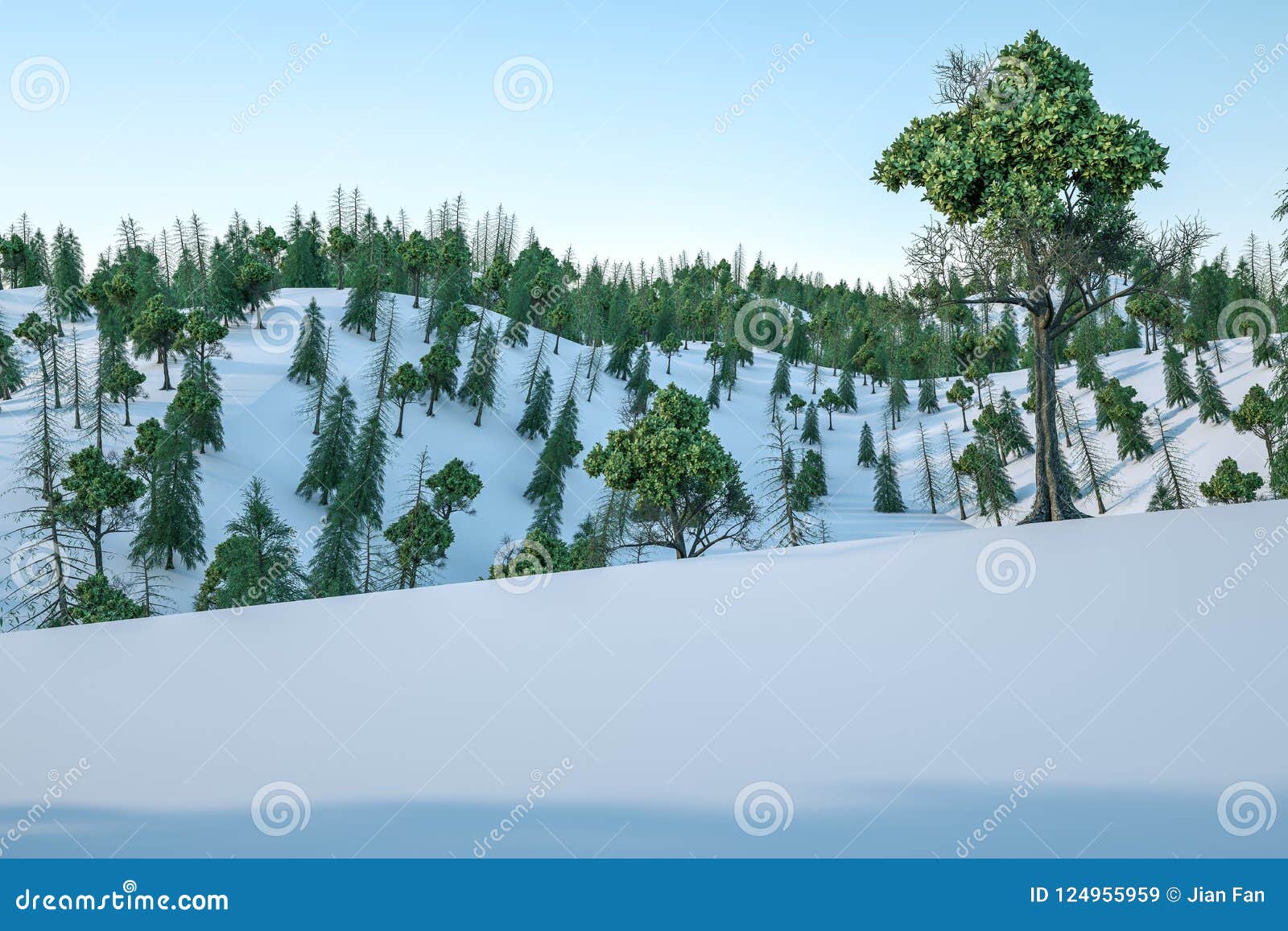 3d Rendering, Forest and Snow Stock Image - Image of cold, branch ...