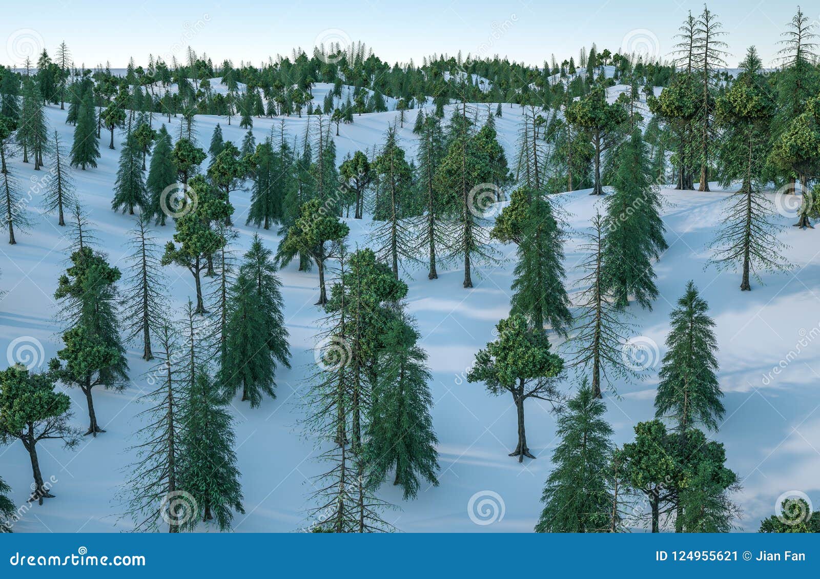 3d Rendering, Forest and Snow Stock Image - Image of luxuriant, growing ...