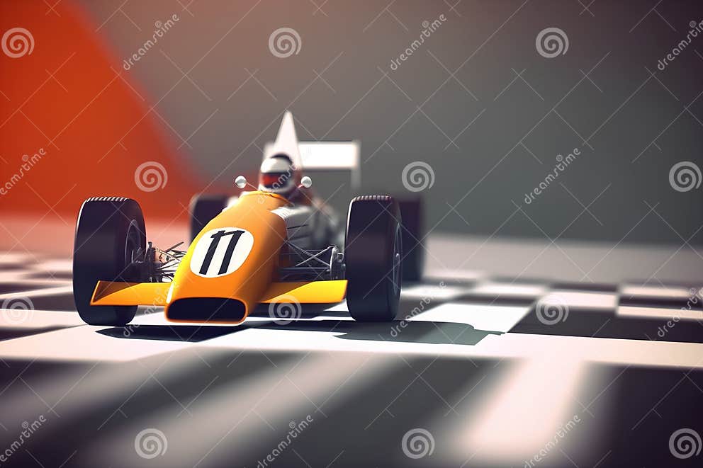 3d Rendering of a Formula Race Car on a Checkered Background Stock ...