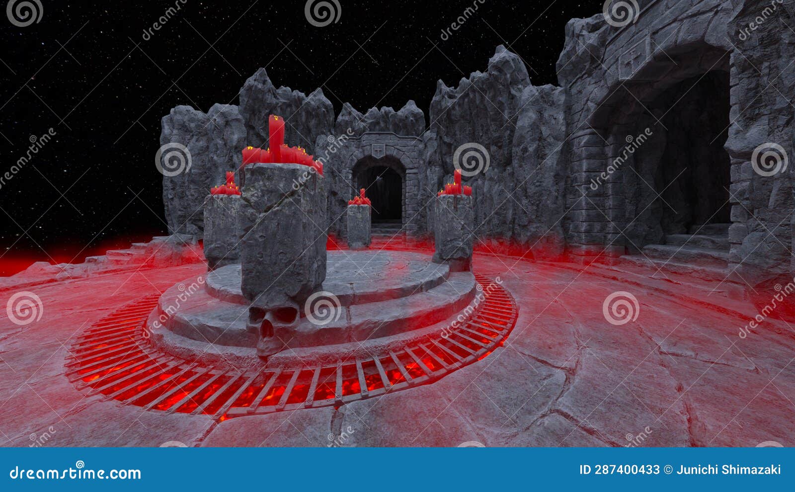 3D Rendering of the Fortress Courtyard Stock Illustration ...