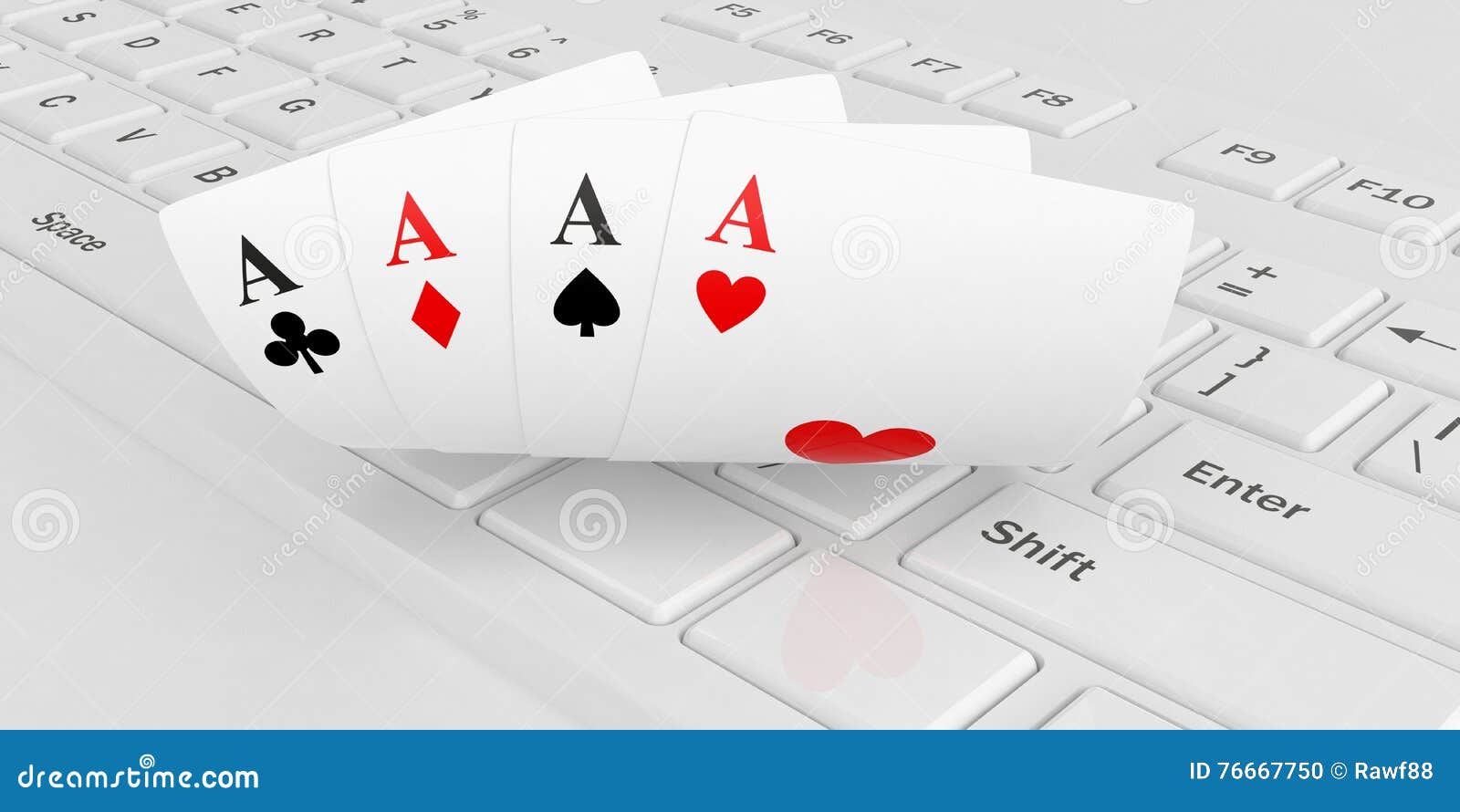 3d Rendering Four Aces on a Keyboard Stock Illustration - Illustration ...
