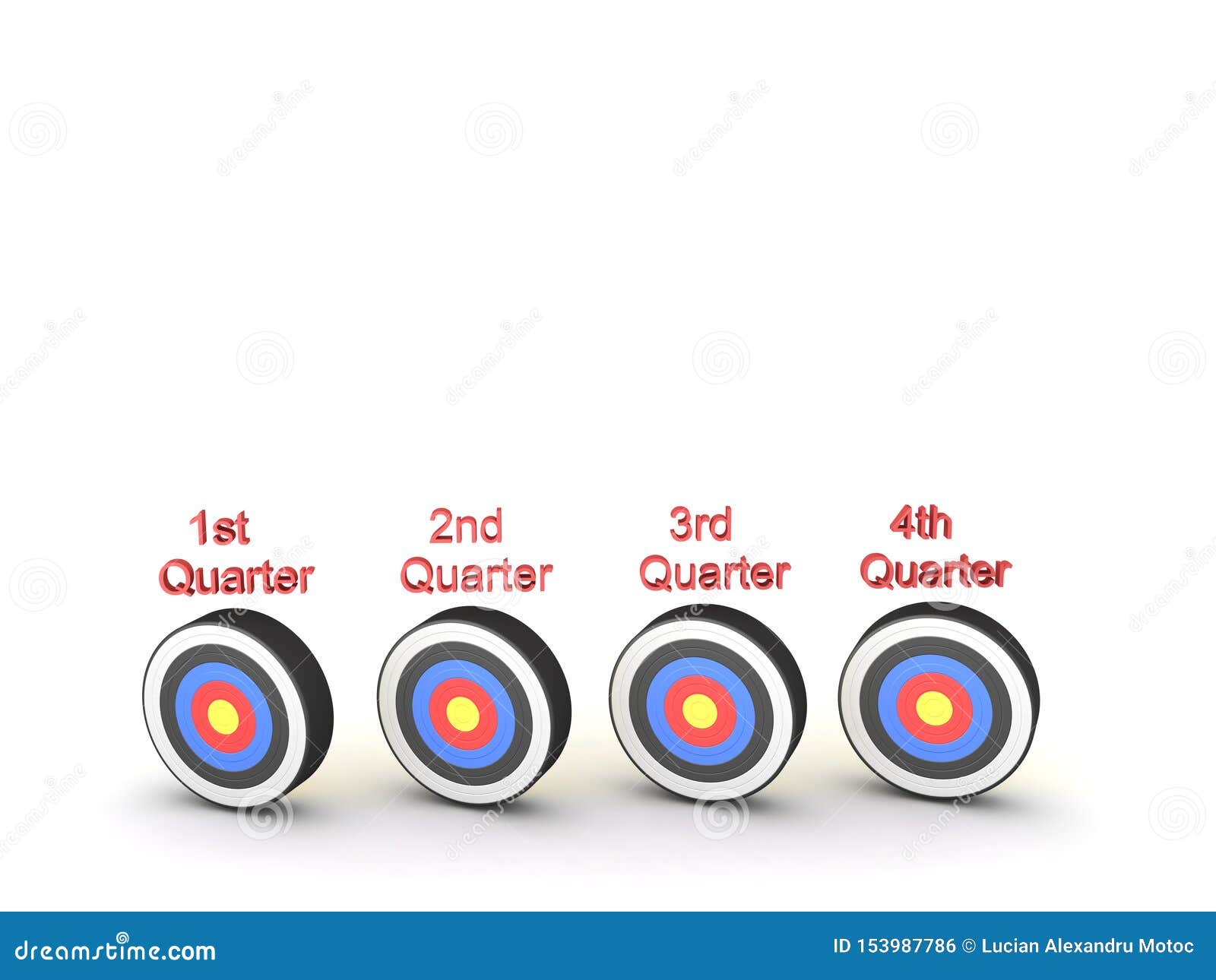3D Rendering of Four Quarterly Targets Stock Illustration ...