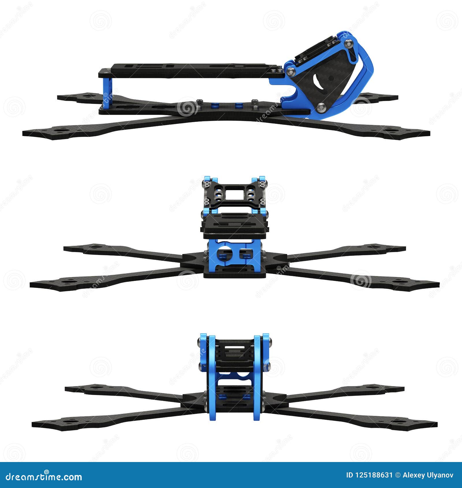 3d Rendering FPV Racing Drone Frame Kit Isolated on White Background ...