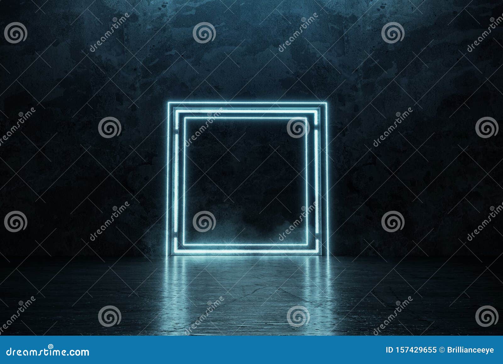 3d Rendering Of Lighten Square Frame Covered By Blue And Yellow ...