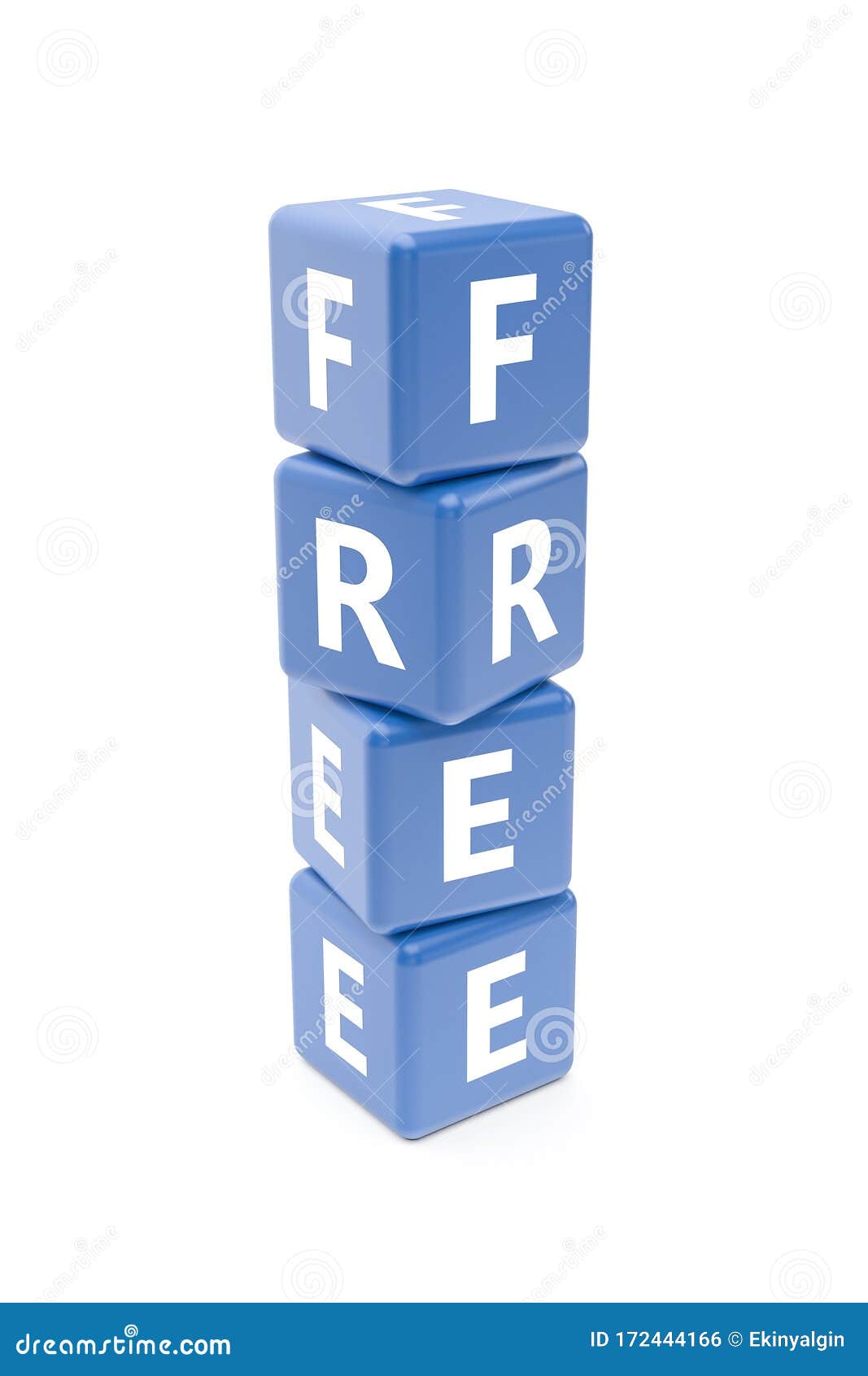 3D Rendering Free Text on Blue Square Boxes Stock Illustration ...