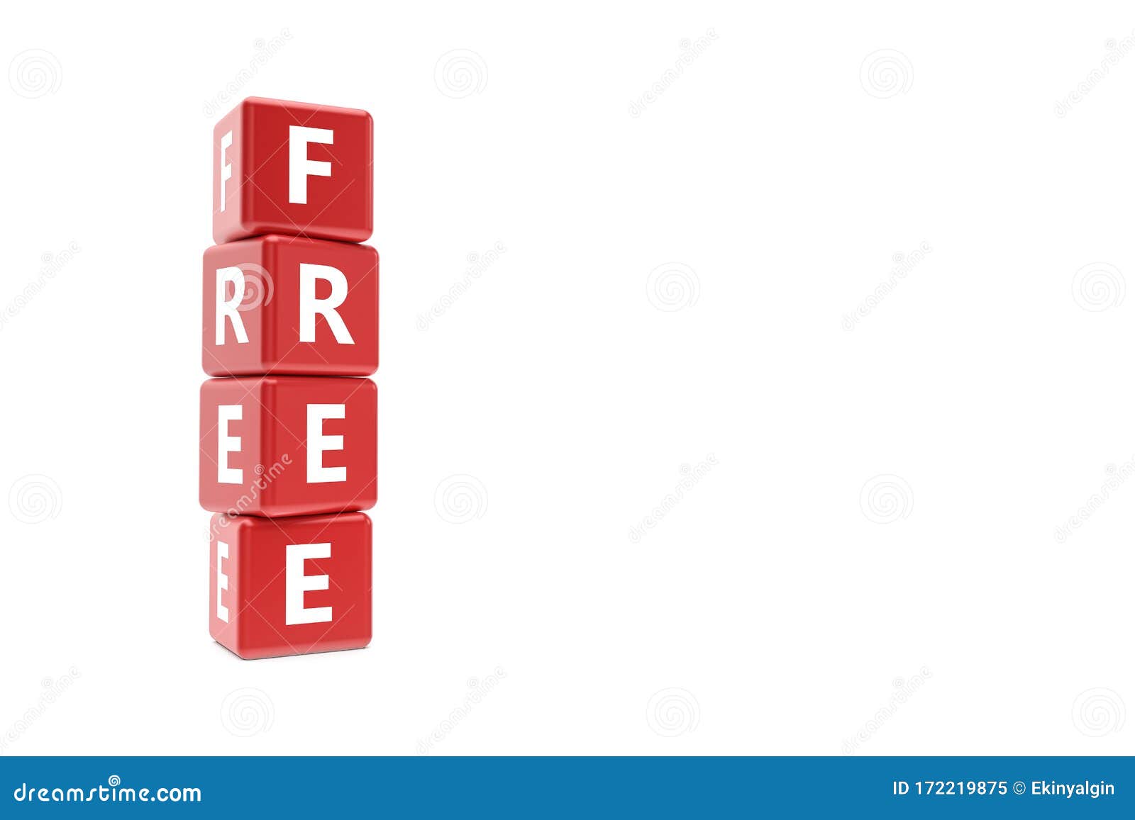 3D Rendering Free Text on Red Square Boxes Stock Illustration ...