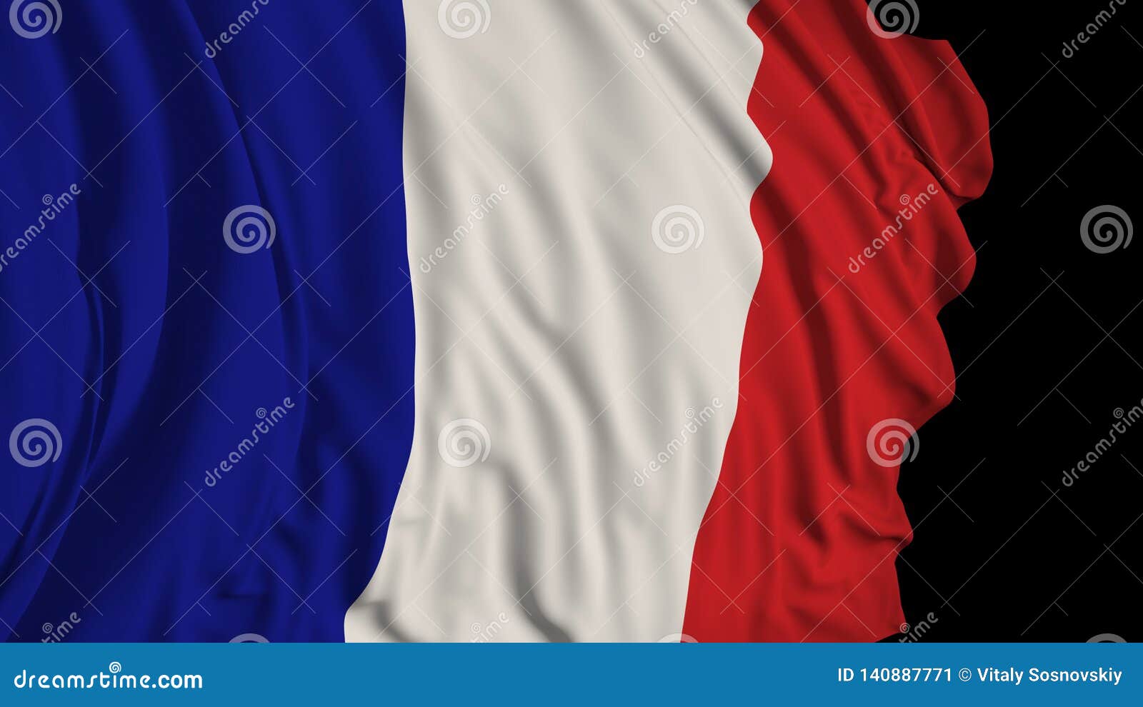 3D Rendering of a French Flag. the Flag Develops Smoothly in the Wind ...