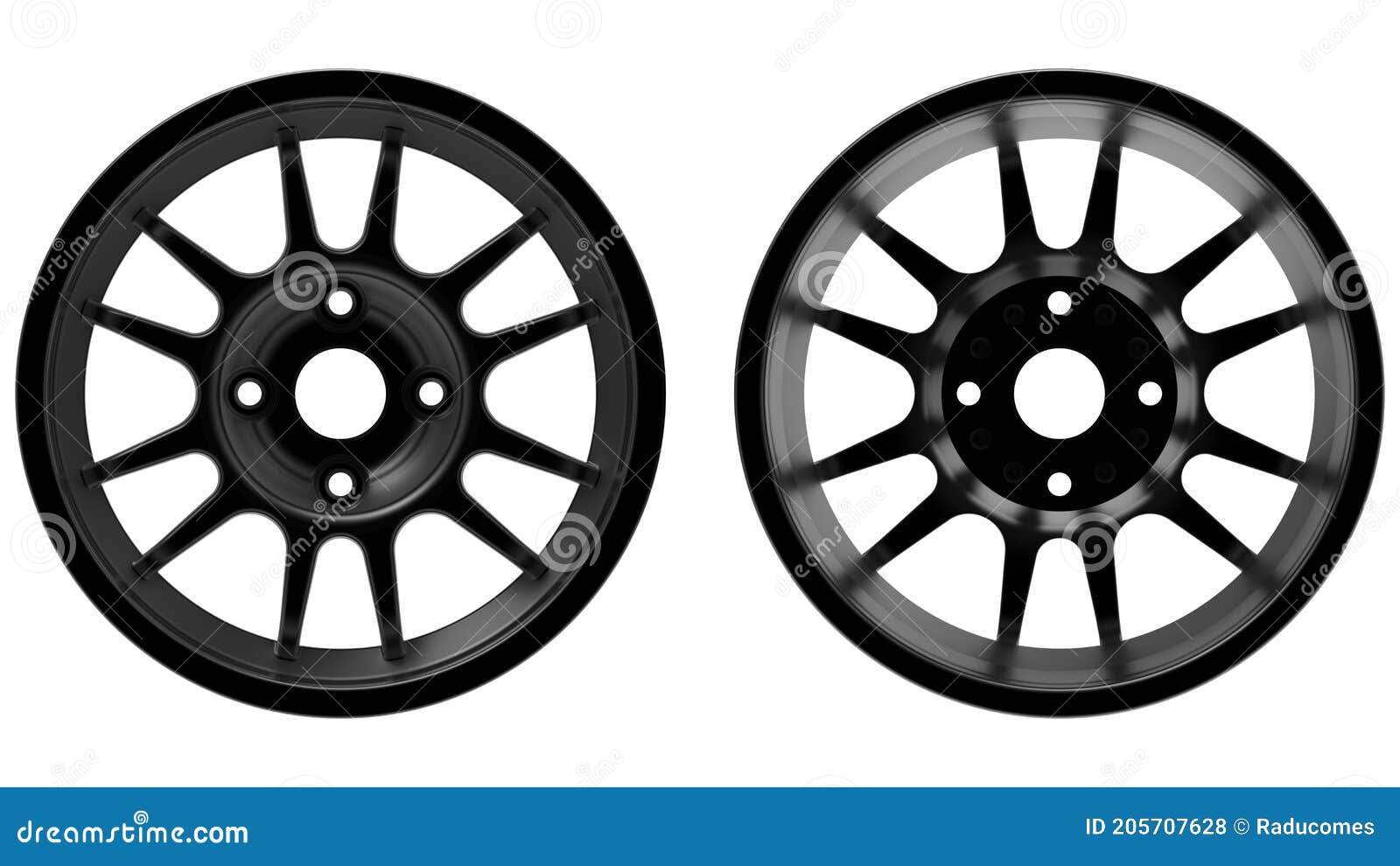 3D Rendering - Front and Back View of a Car Wheel Stock Illustration ...