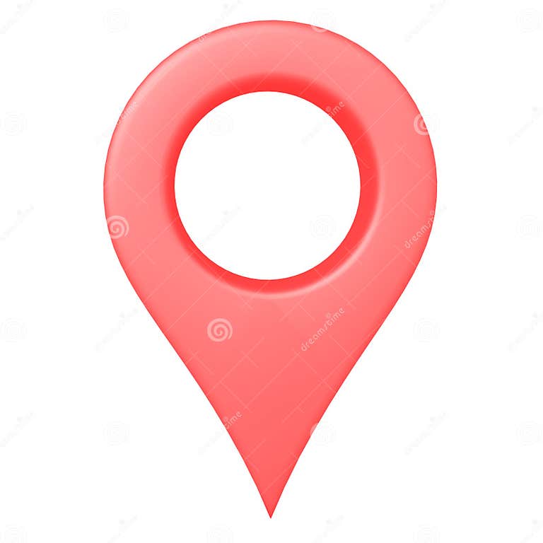 3D Rendering of Front Facing Red Location Pin Stock Illustration ...
