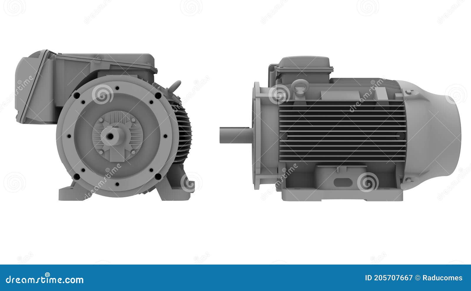 3D Rendering - Front and Side View of an Electric Motor Stock ...