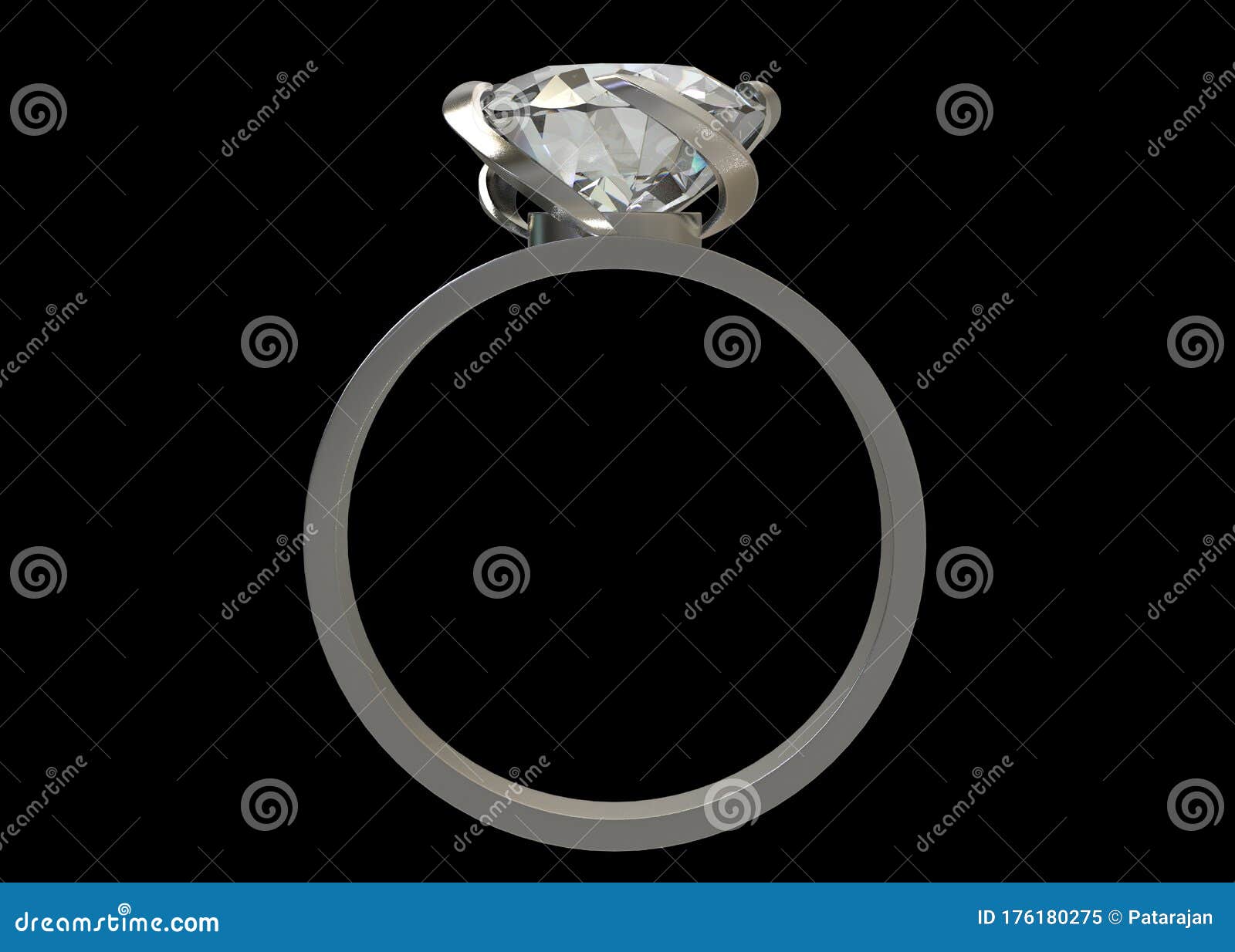 3d Rendering. Front View of Luxury Design Diamond Ring on Dark ...