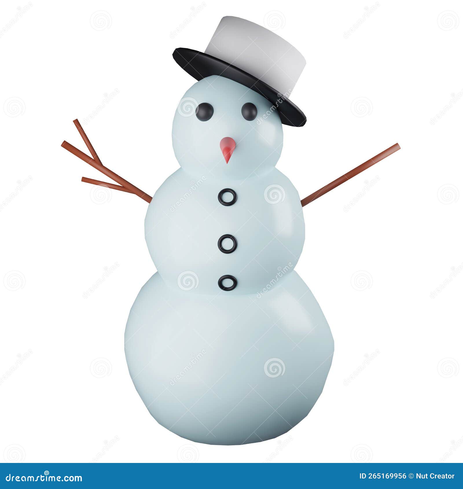 3D Rendering Front View Snowman Isolated on White Background 2 Stock ...