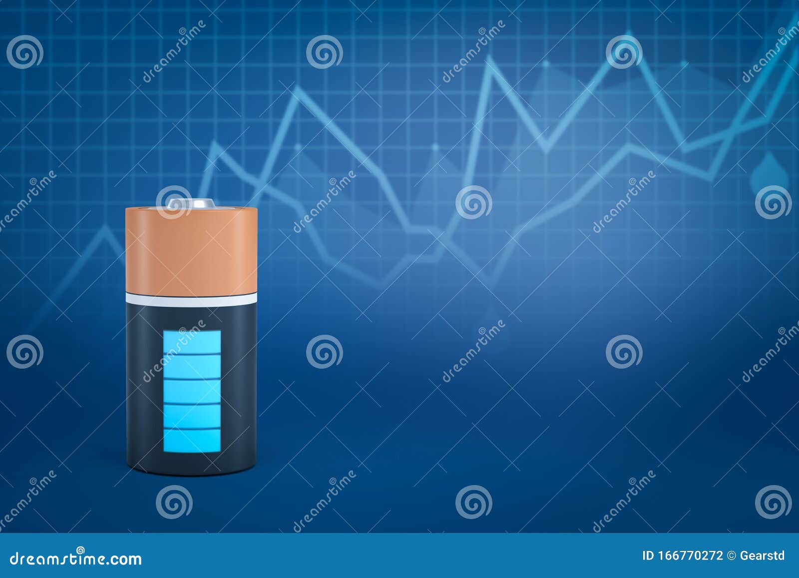 3d Rendering Of Fully Charged Battery On Blue Diagram Background Stock ...