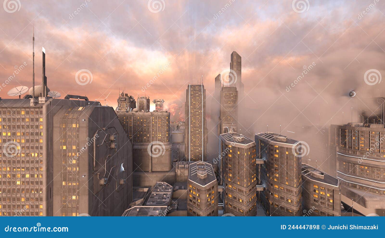 3D Rendering of the Future City Scenery Stock Illustration ...