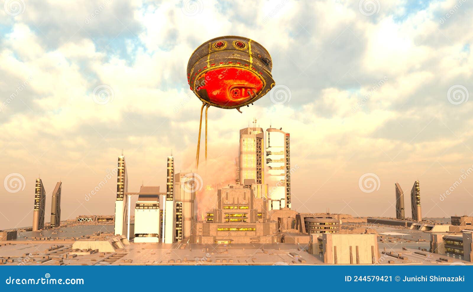 3D Rendering of the Future City Scenery Stock Illustration ...