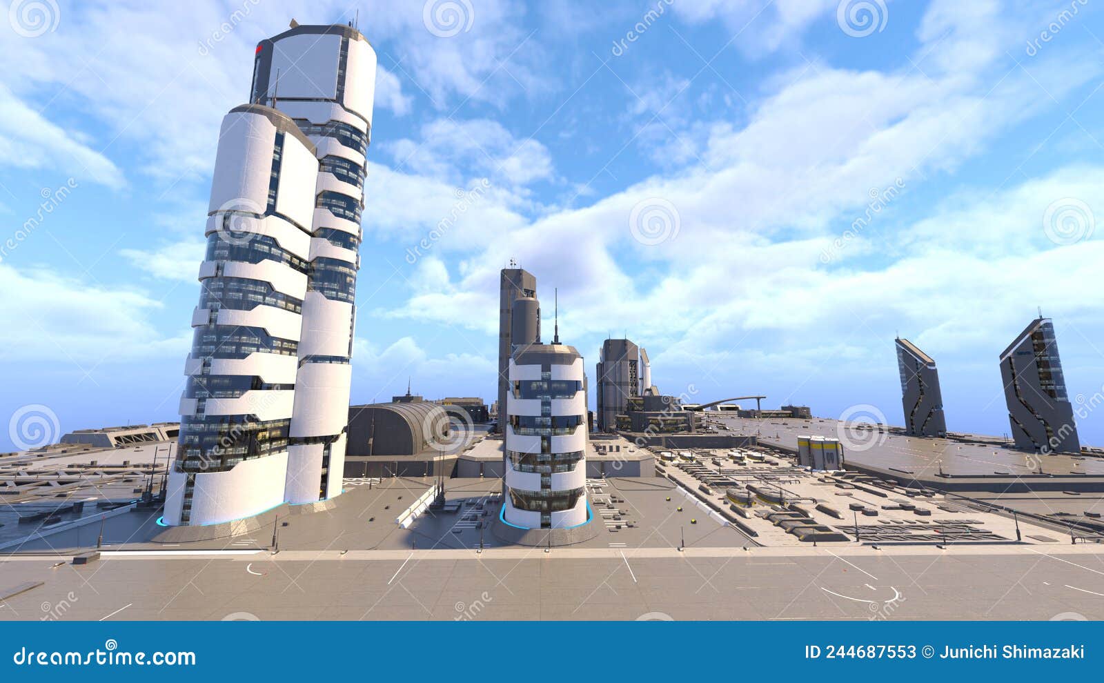 3D Rendering of the Future City Scenery Stock Illustration ...