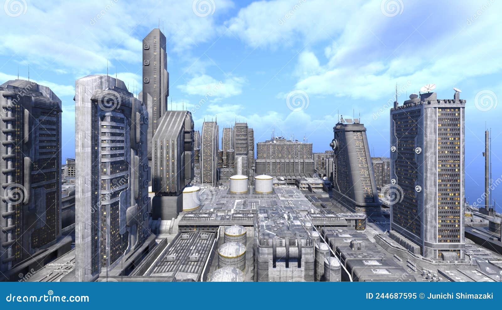 3D Rendering of the Future City Scenery Stock Illustration ...