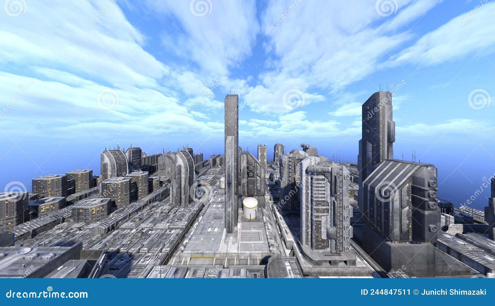 3D Rendering of the Future City Scenery Stock Illustration ...