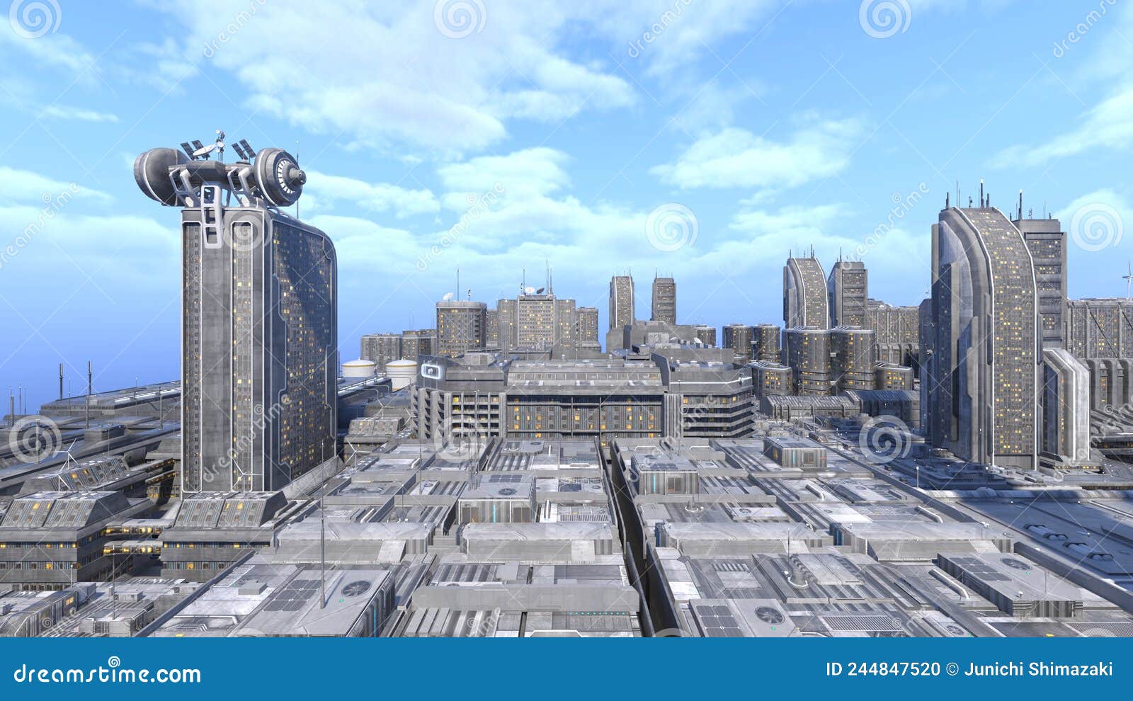 3D Rendering of the Future City Scenery Stock Illustration ...