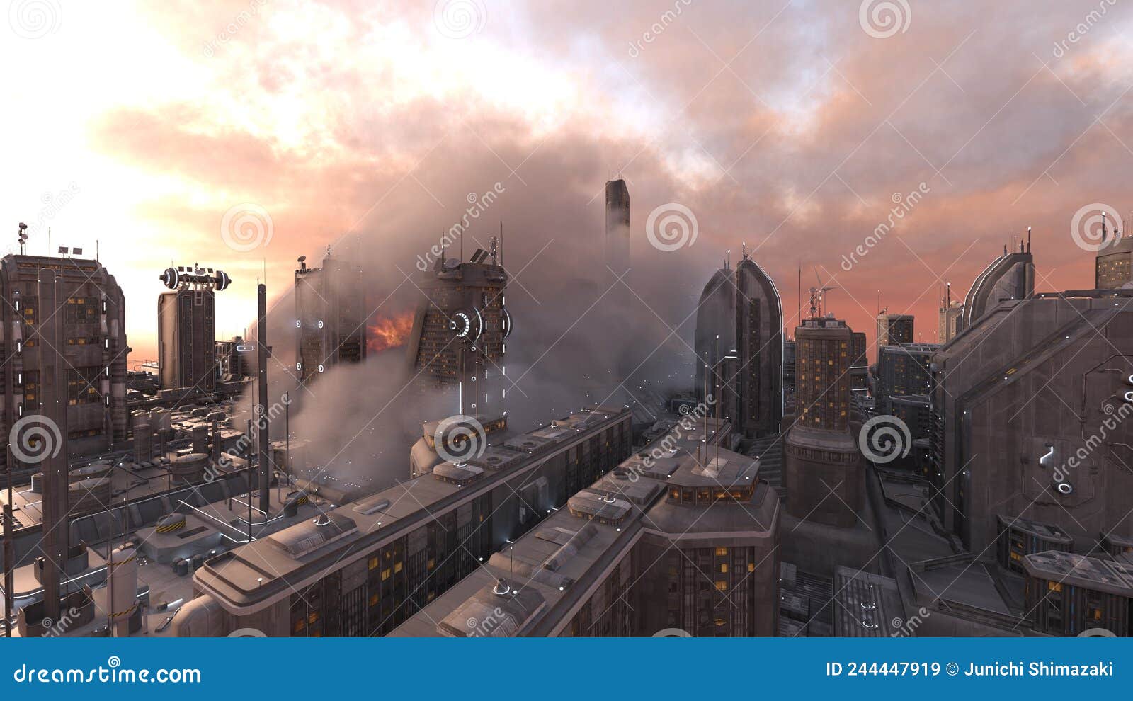 3D Rendering of the Future City Scenery Stock Illustration ...