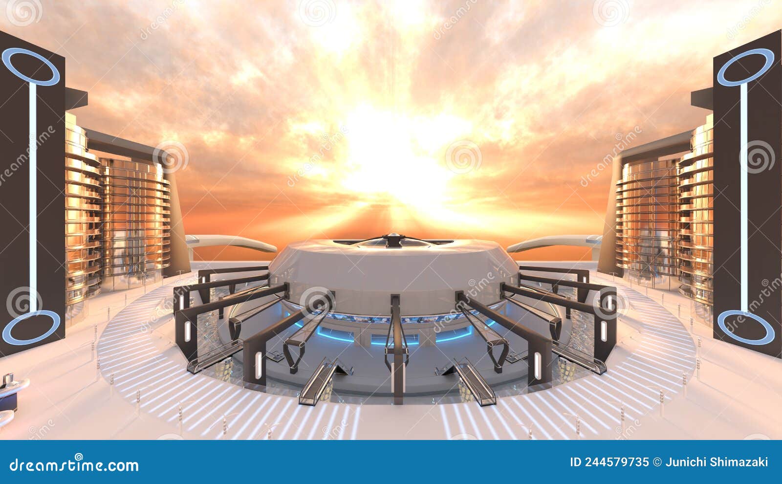 3D Rendering of the Future City Scenery Stock Illustration ...