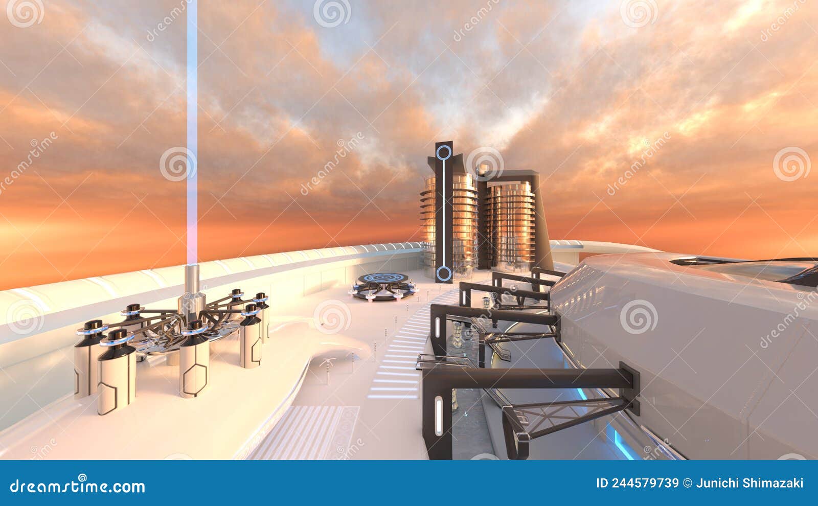 3D Rendering of the Future City Scenery Stock Illustration ...