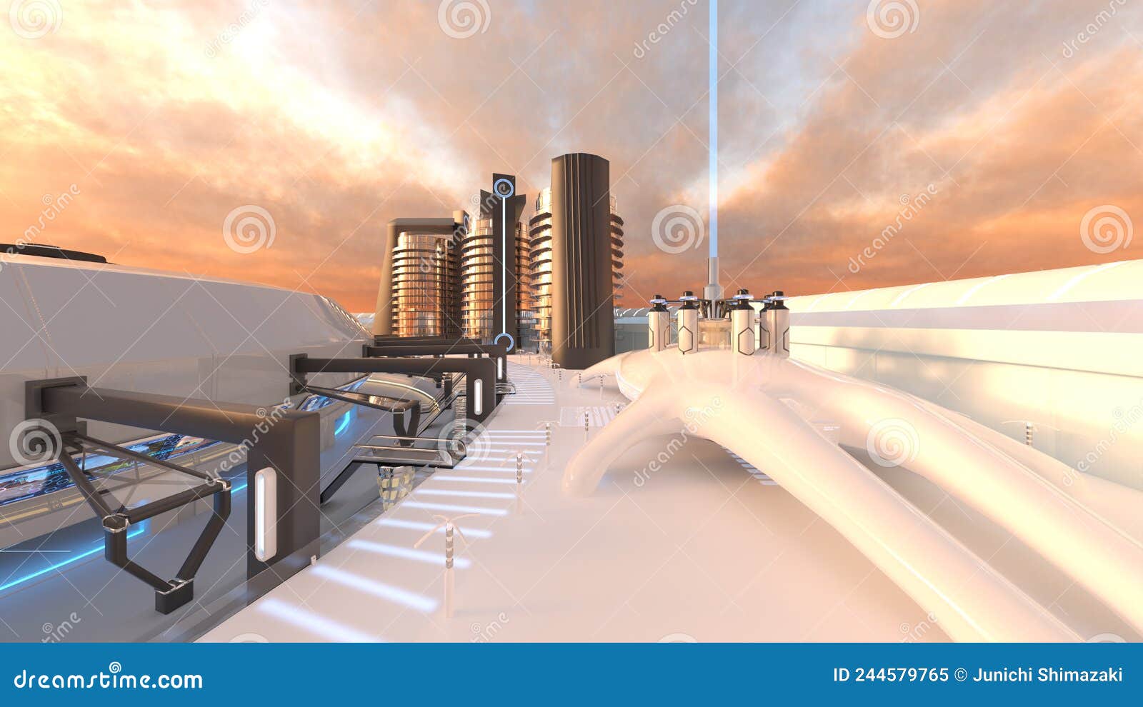 3D Rendering of the Future City Scenery Stock Illustration ...