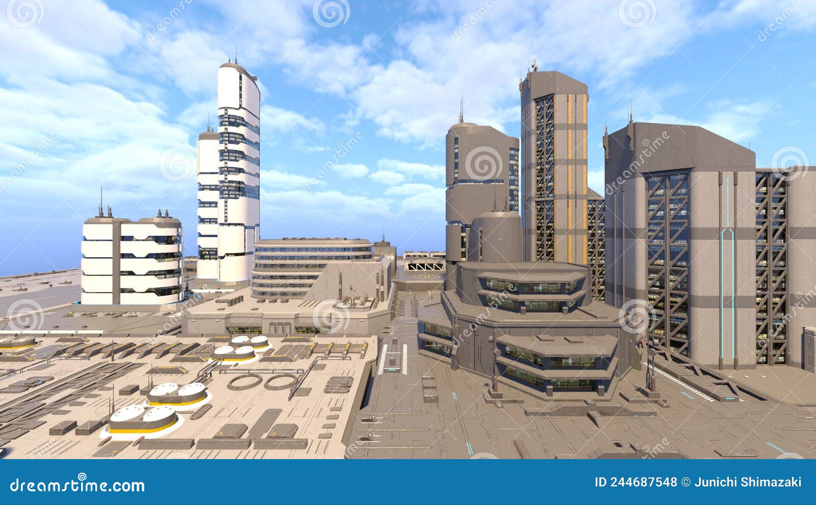 3D Rendering of the Future City Scenery Stock Illustration ...