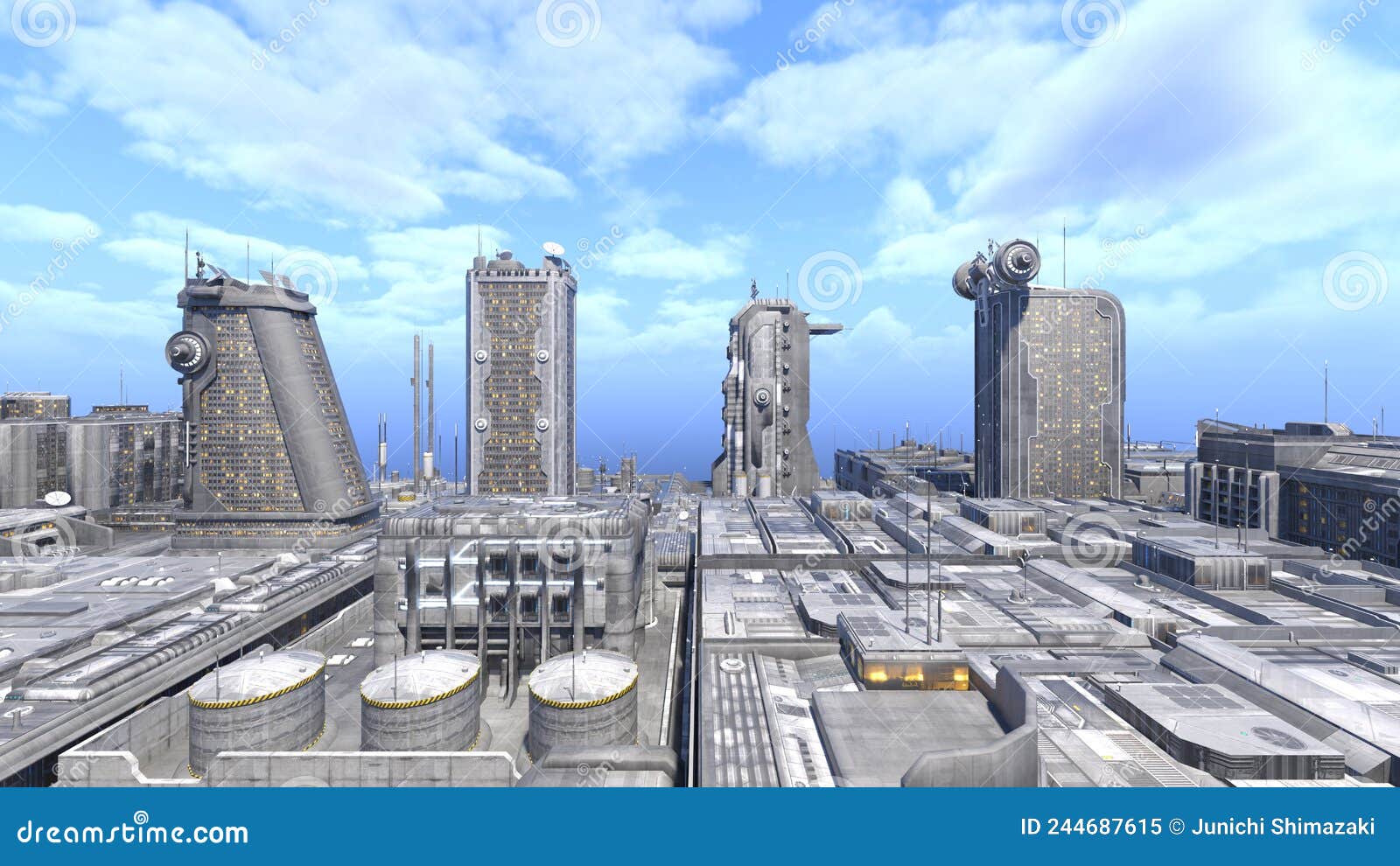 3D Rendering of the Future City Scenery Stock Illustration ...