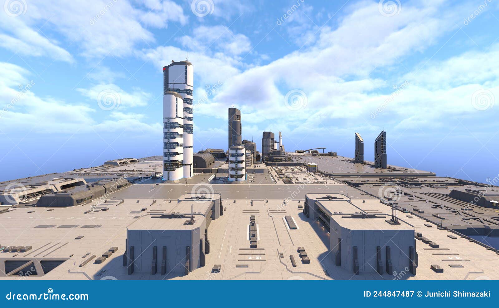 3D Rendering of the Future City Scenery Stock Illustration ...
