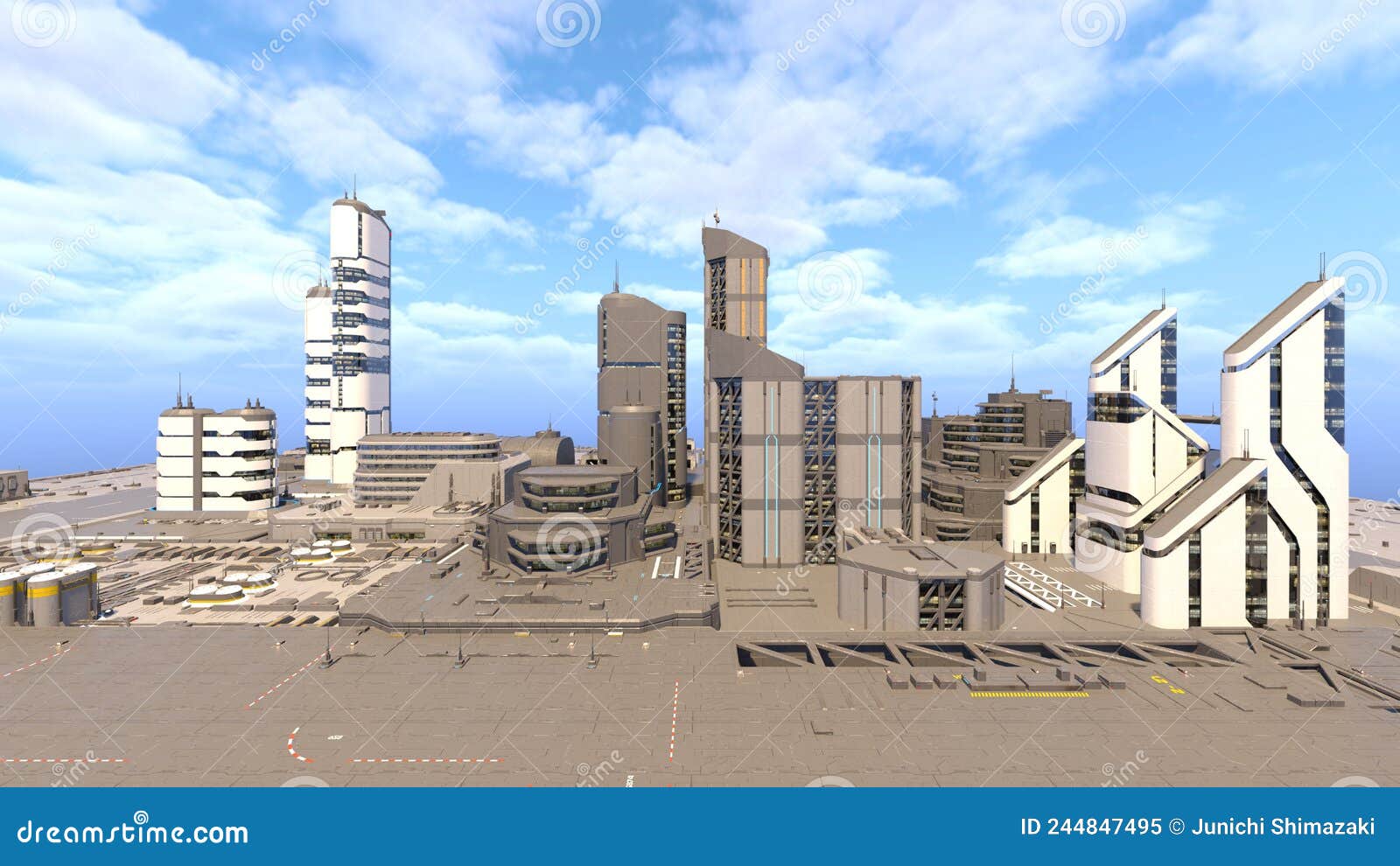 3D Rendering of the Future City Scenery Stock Illustration ...