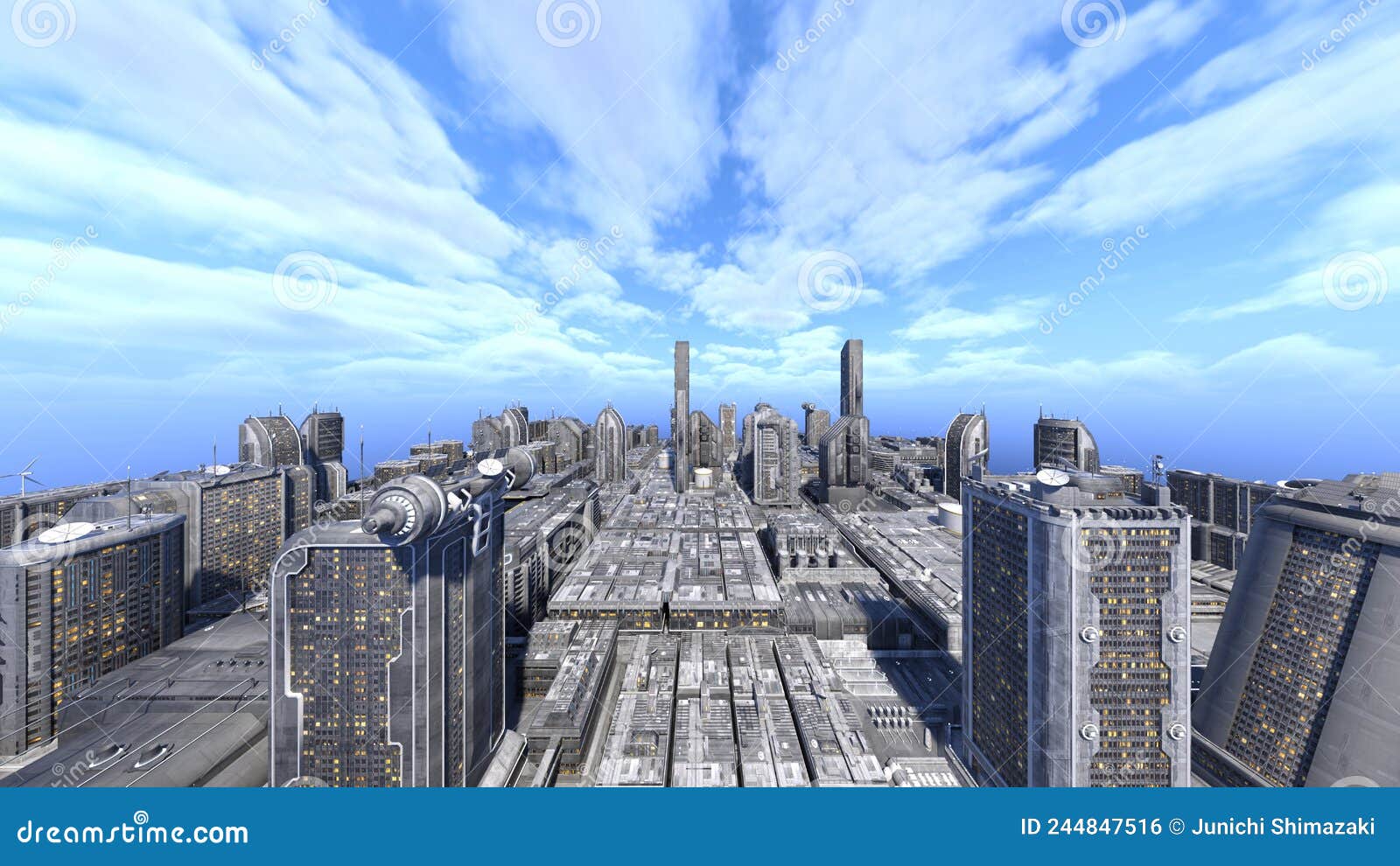 3D Rendering of the Future City Scenery Stock Illustration ...