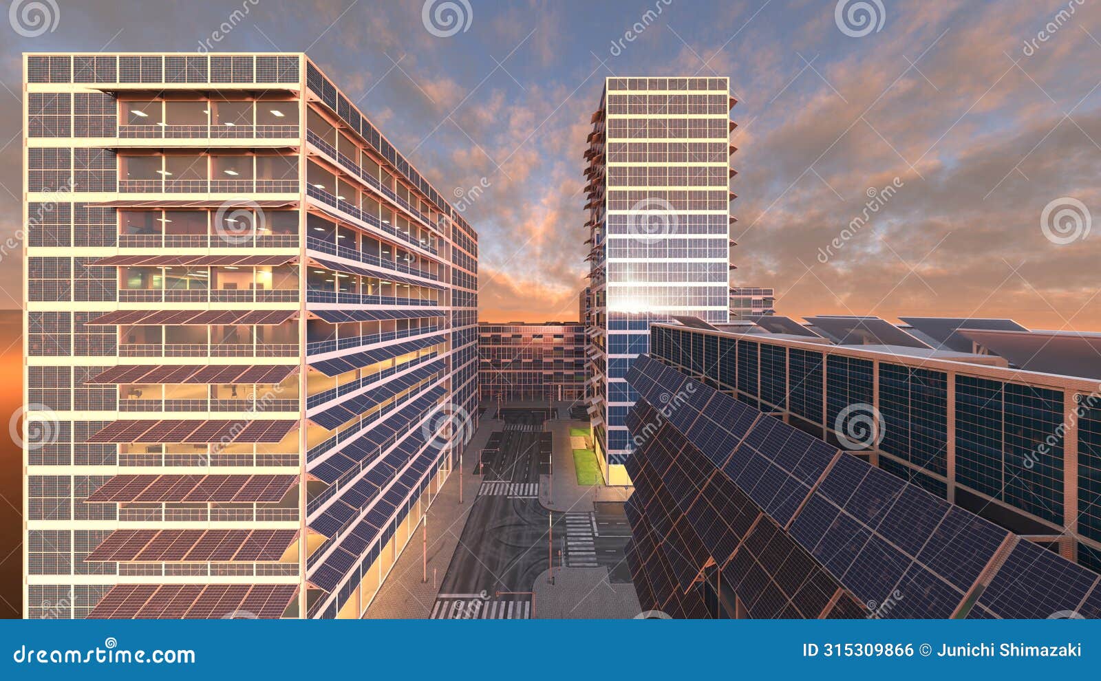 3D Rendering of the Future City Scenery Stock Illustration ...