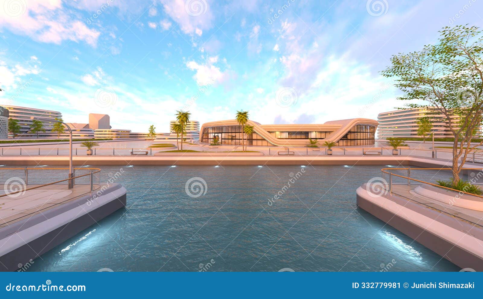 3D Rendering of the Future City Scenery Stock Illustration ...