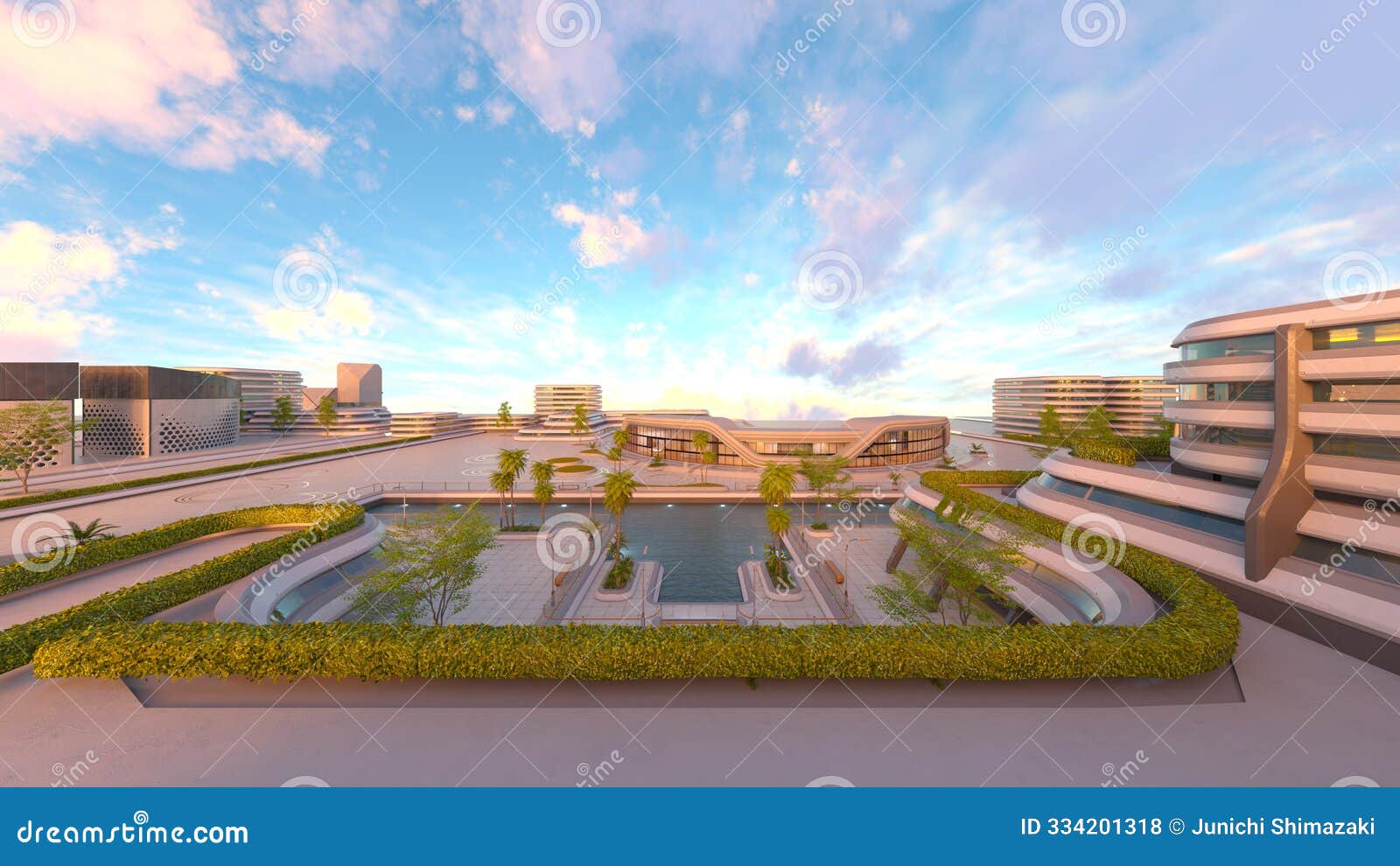 3D Rendering of the Future City Scenery Stock Illustration ...
