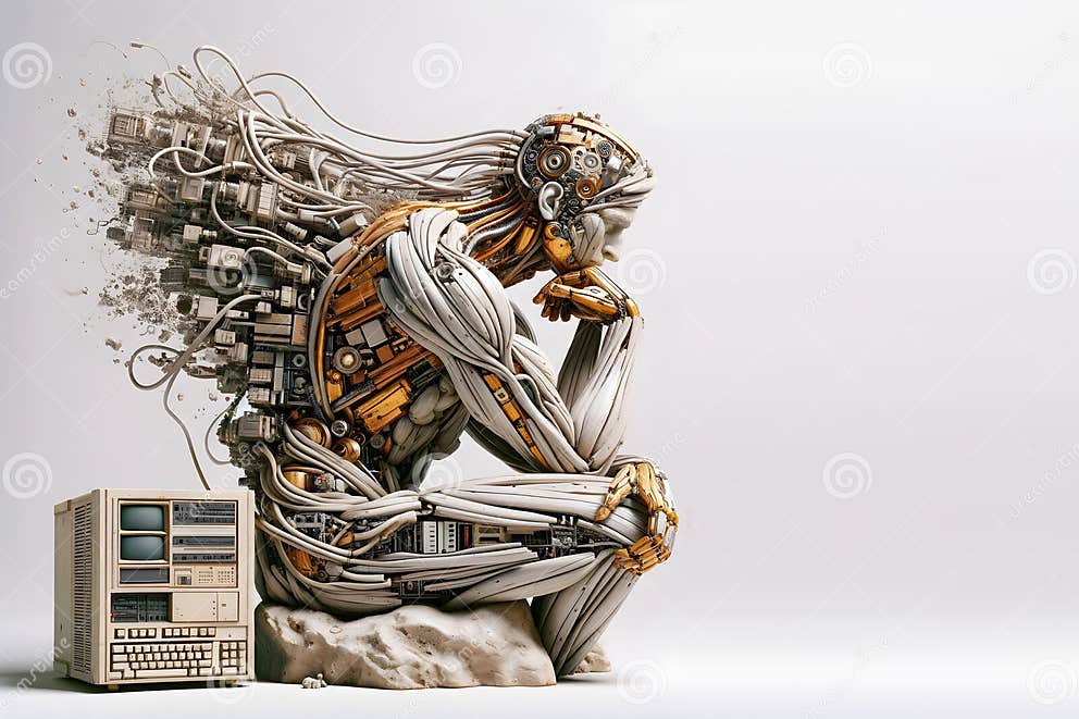3d Rendering of Futuristic AI and Robotic Thinker Visualizations ...