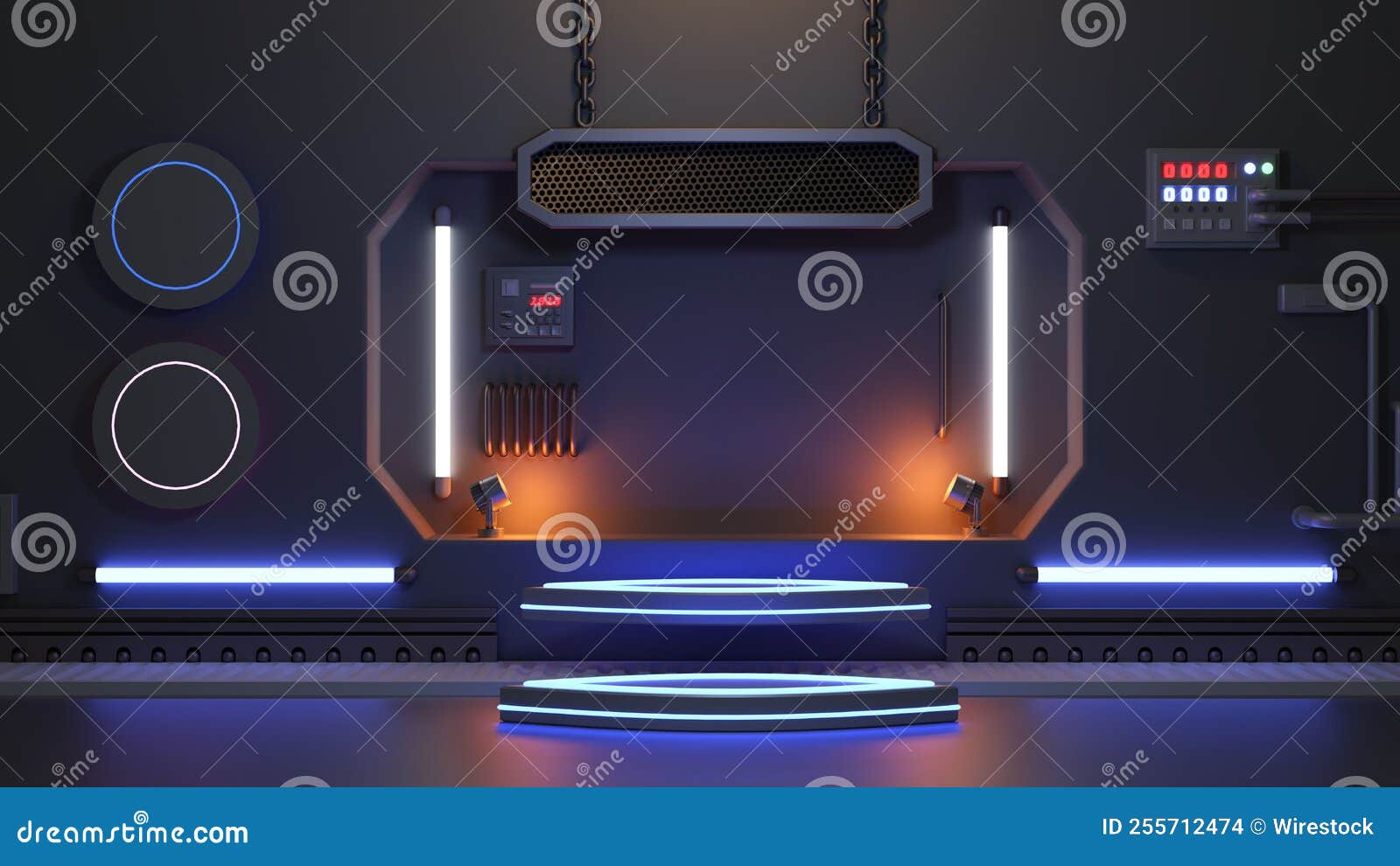 3D Rendering of a Futuristic Alien Sci Fi Podium Stock Illustration ...