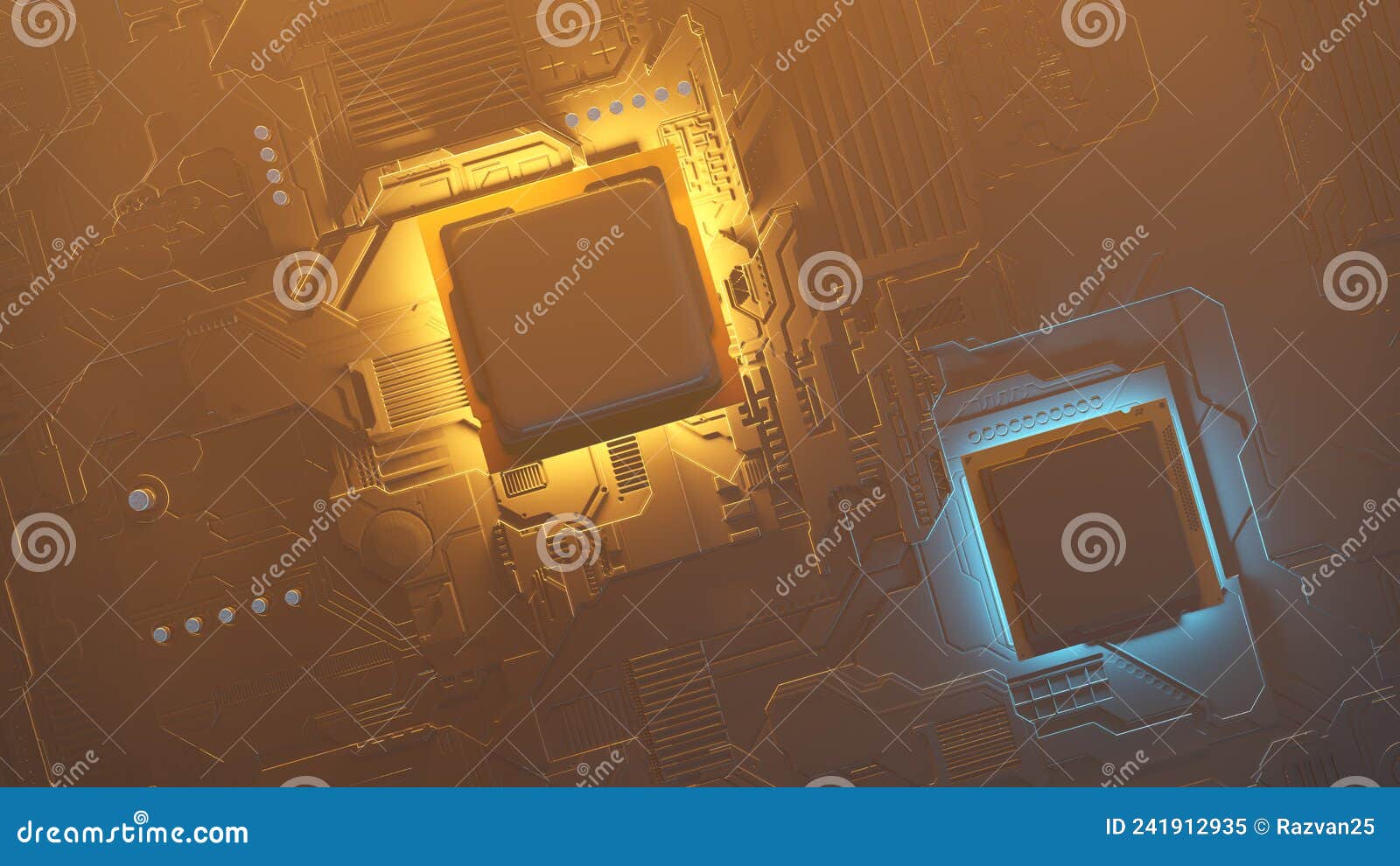 3d Rendering of a Futuristic Circuit Board with Surface Mount ...
