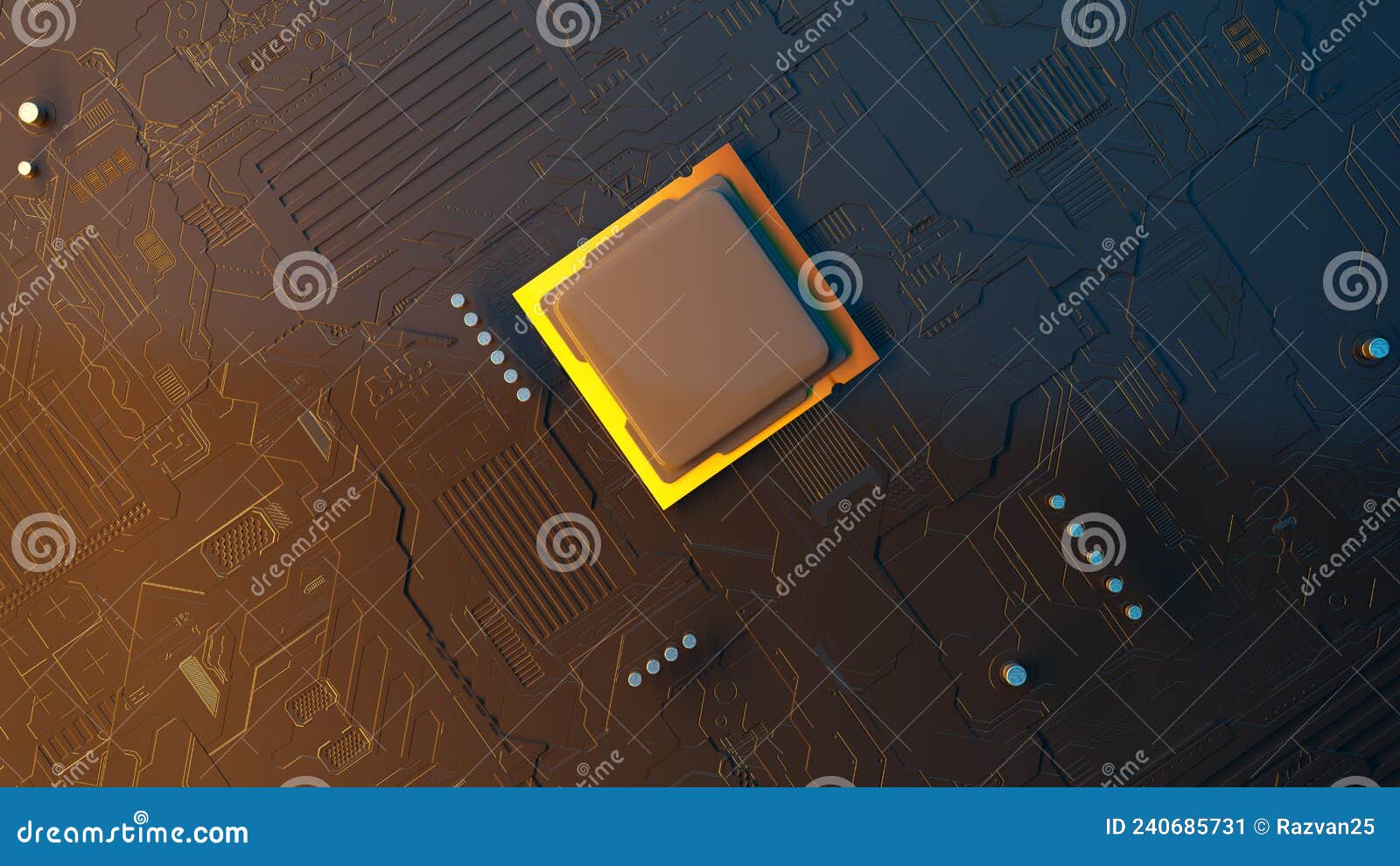 3d Rendering of a Futuristic Circuit Board with Surface Mount ...