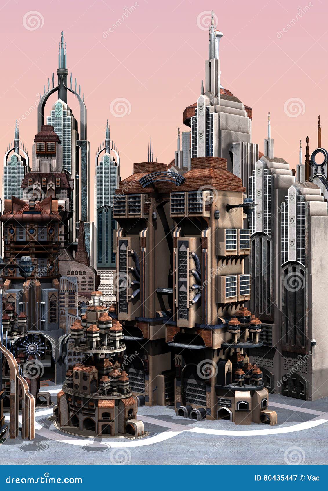 3D Rendering Futuristic City Stock Illustration - Illustration of scifi ...
