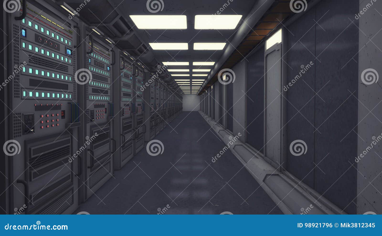 Futuristic Corridor and Render Computers Stock Illustration ... Futuristic Corridor and Render Computers Stock Illustration ...