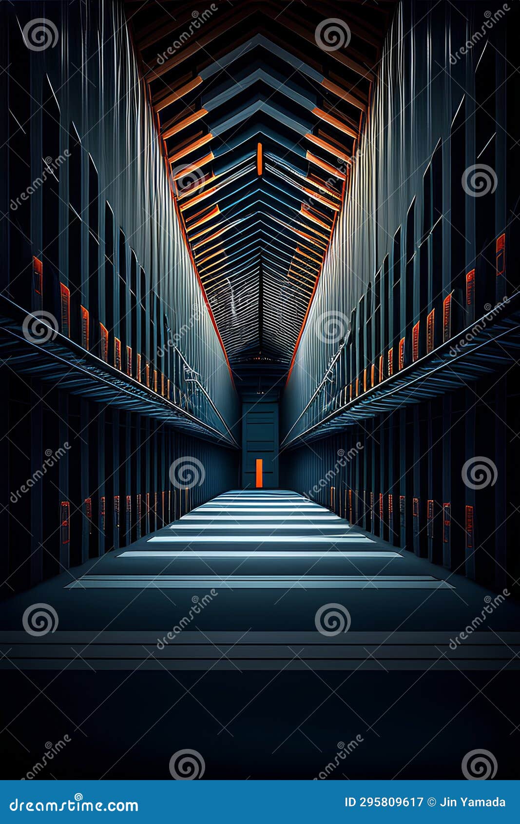 3d Rendering of a Futuristic Hallway in a Futuristic Building with Neon ...