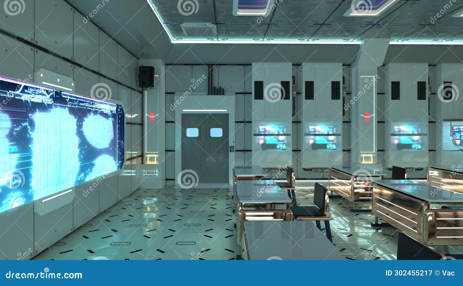 3D Rendering Futuristic High School Classroom Stock Illustration ...