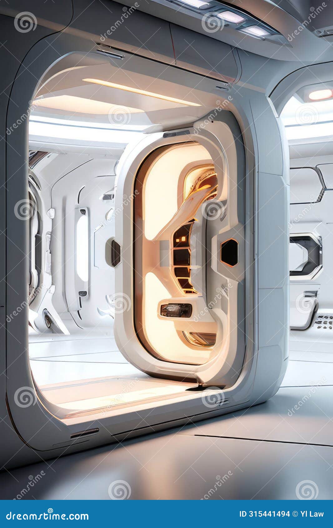 3d Rendering Futuristic Interior with Empty Stage. Modern Future ...