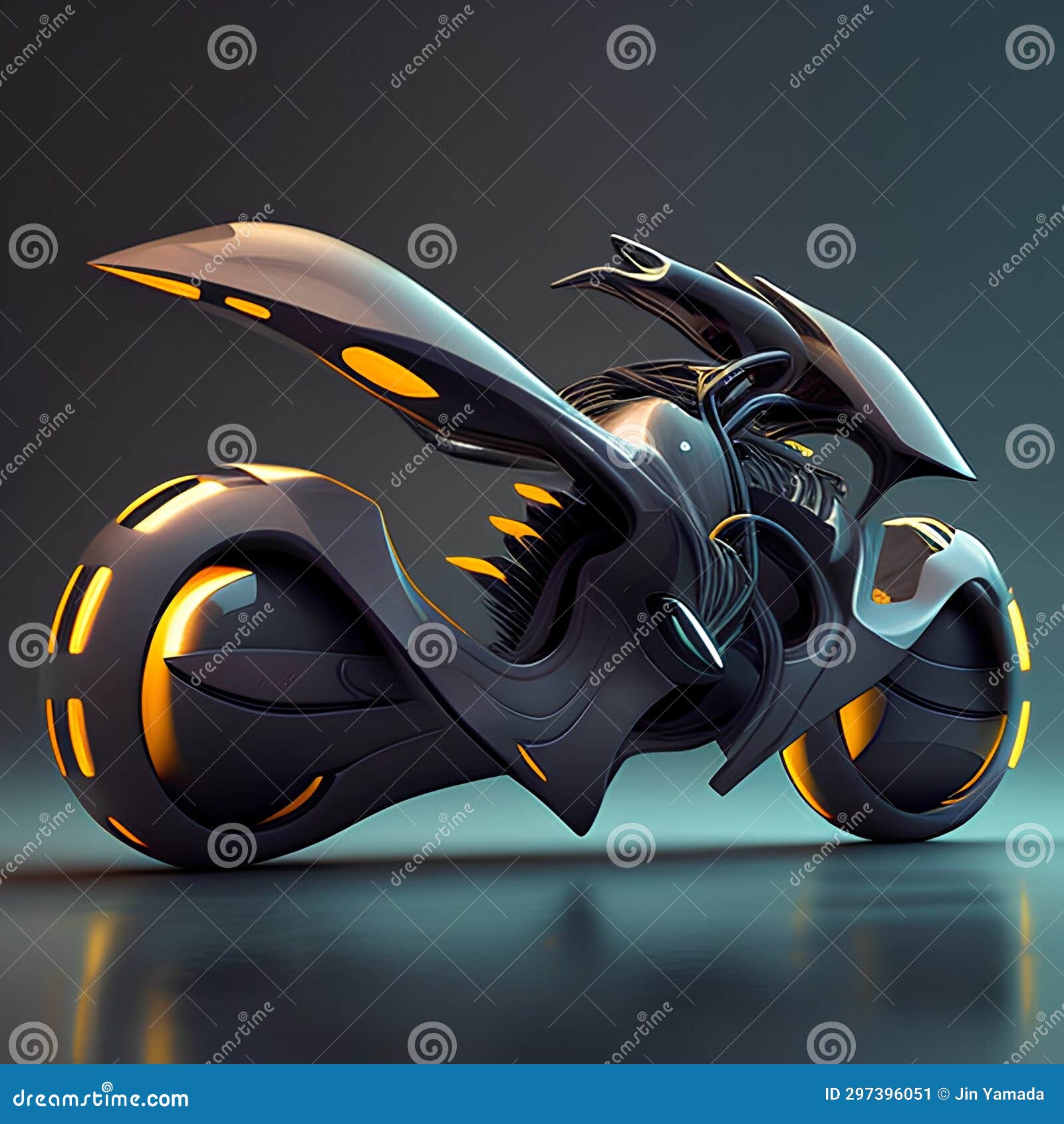3D Rendering of a Futuristic Motorcycle on a Dark Background with ...